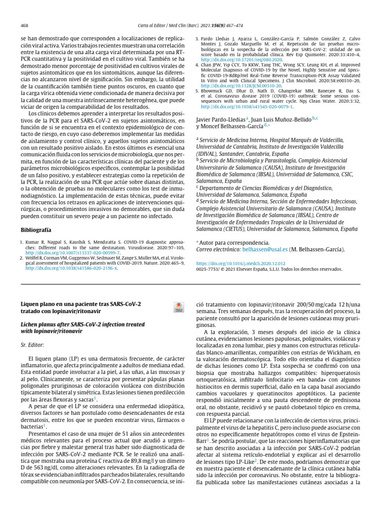 A B C D: Carta Al Editor / Med Clin (Barc) - 2021 :467-474 | PDF