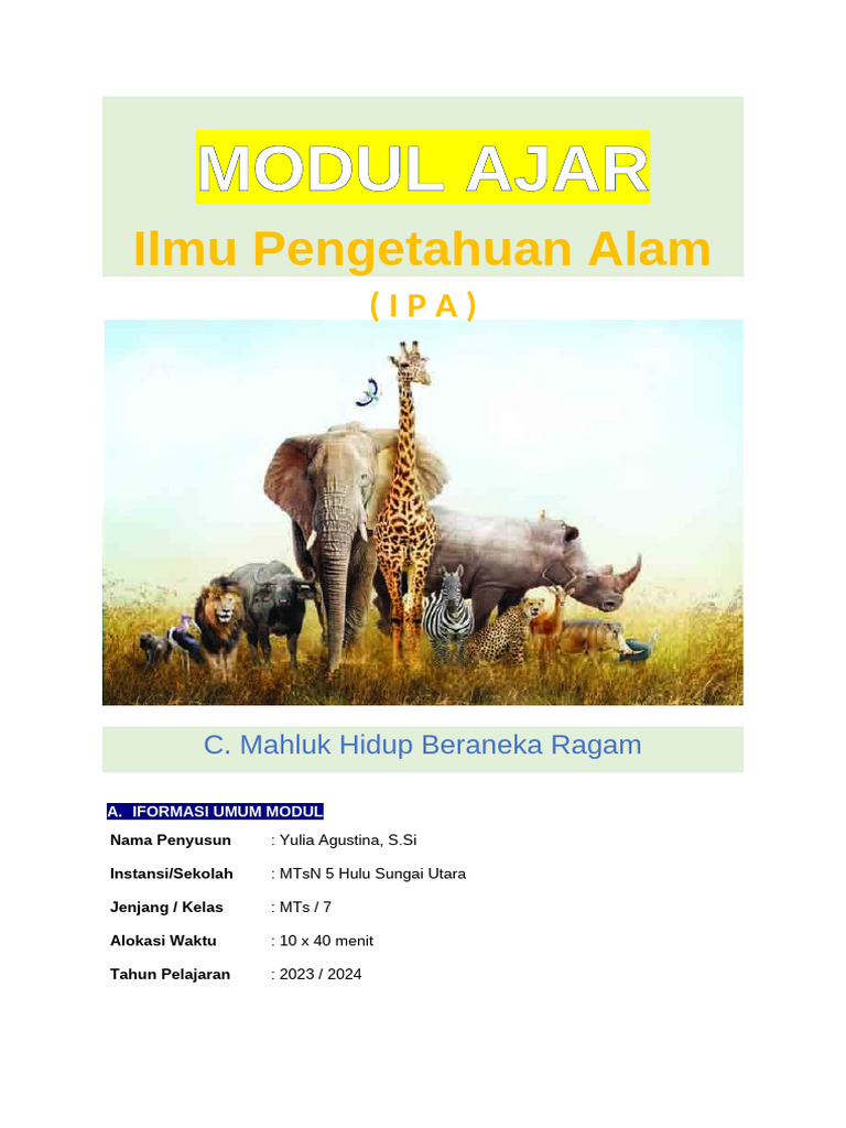 MA Bab 5 Klasifikasi Mahluk Hidup - C. Mahluk Hidup Beraneka Ragam | PDF