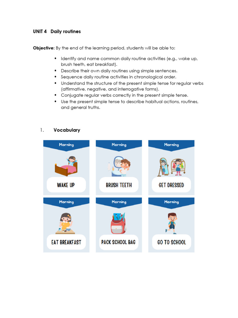 UNIT 4 Daily Routines | PDF