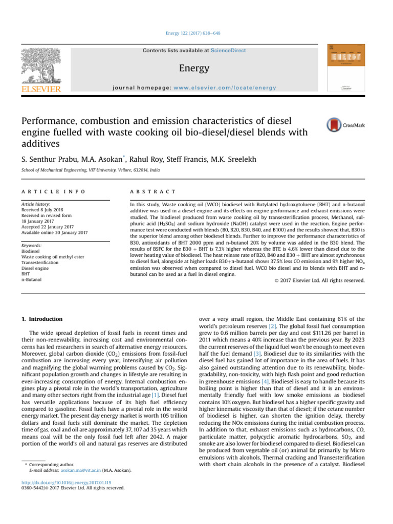Performance, Combustion and Emission Characteristics of Diesel Engine ...