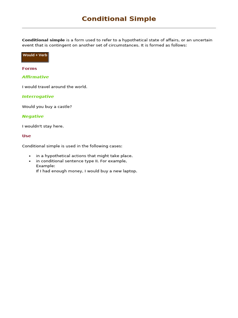 Conditional Simple | PDF