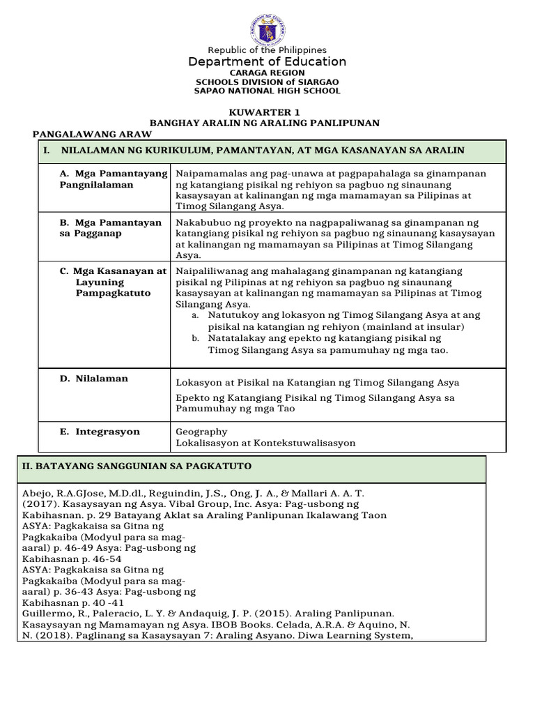Q1-DLP - AP 7 - Lesson 1 - DAY 2 | PDF