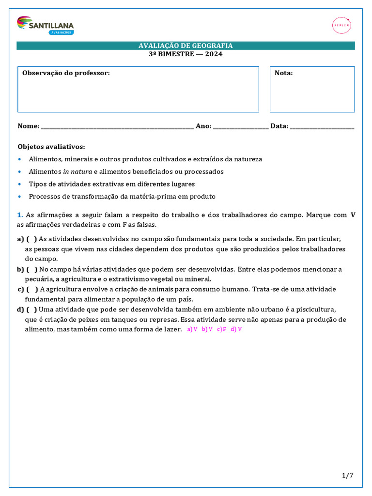 Aia Kepler 3ano b3 Geo a24 Professor | PDF