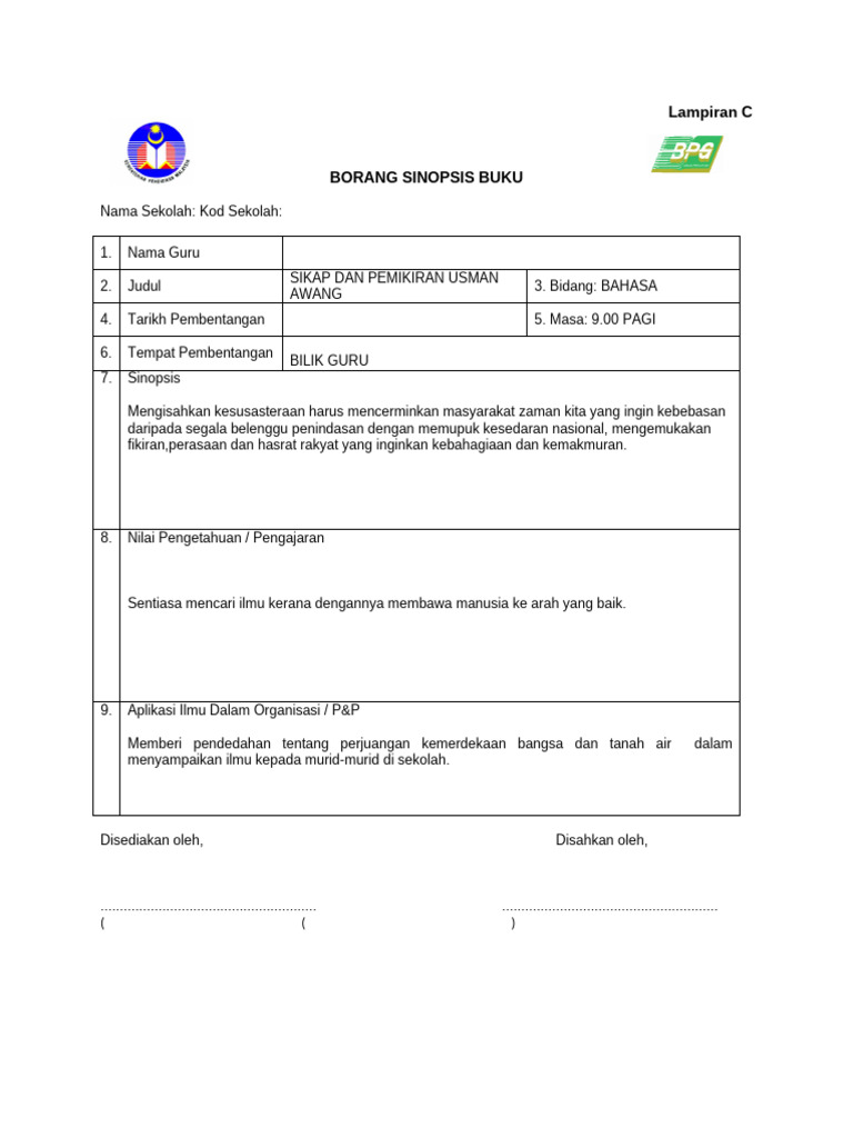Sinopsis Pembacaan Buku Splkpm 2024 4 Pdf