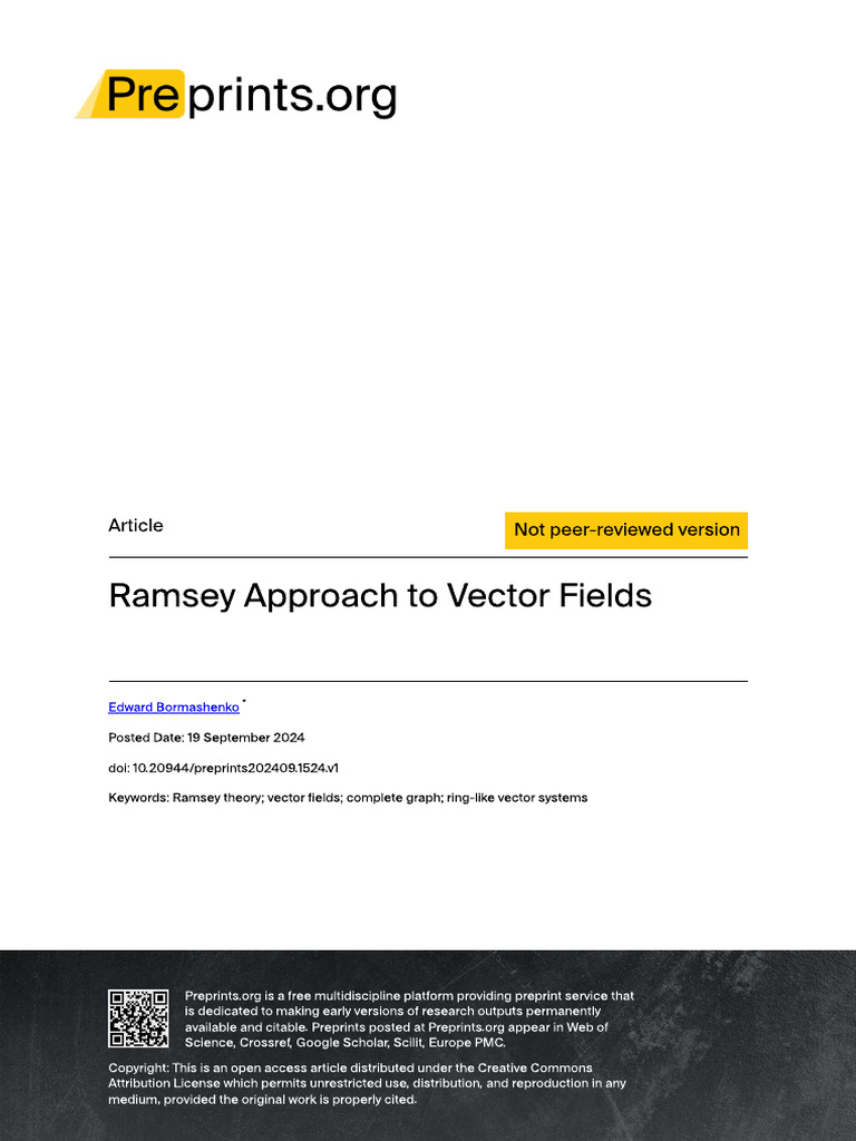 Ramsey Approach To Vector Fields | PDF