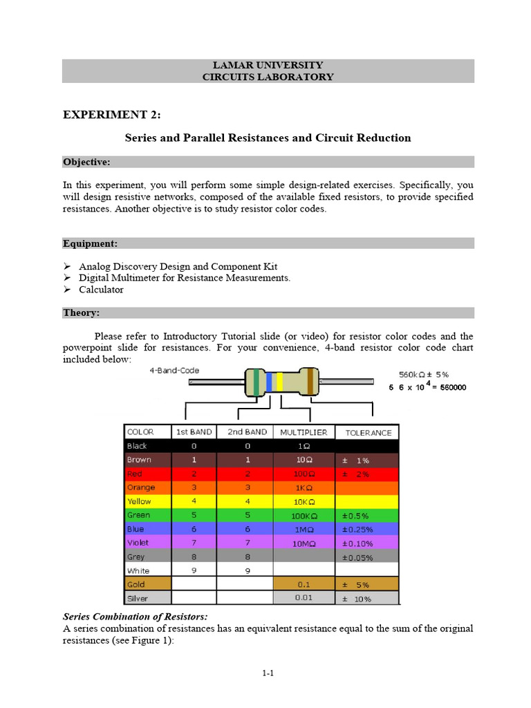 Online Lab2 Resistors UPDATED | PDF | Resistor | Series And Parallel Circuits