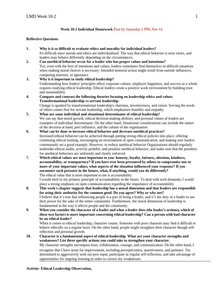 LMD Week 10-2 1: Post by Saturday 2 PM, Nov 11 | PDF