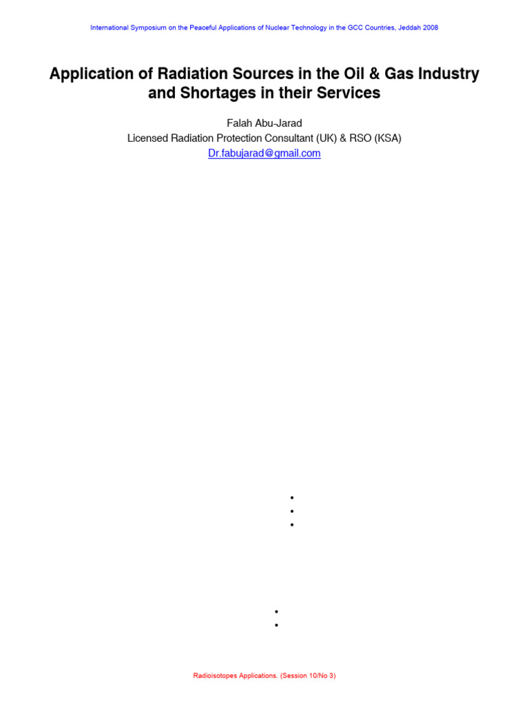 Application of Radiation Sources in the Oil & Gas Industry | PDF