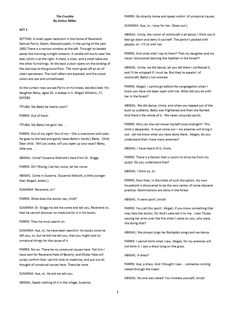 Crucible Act 1 LATheatre Script | PDF | Mystery, Thriller & Crime Fiction