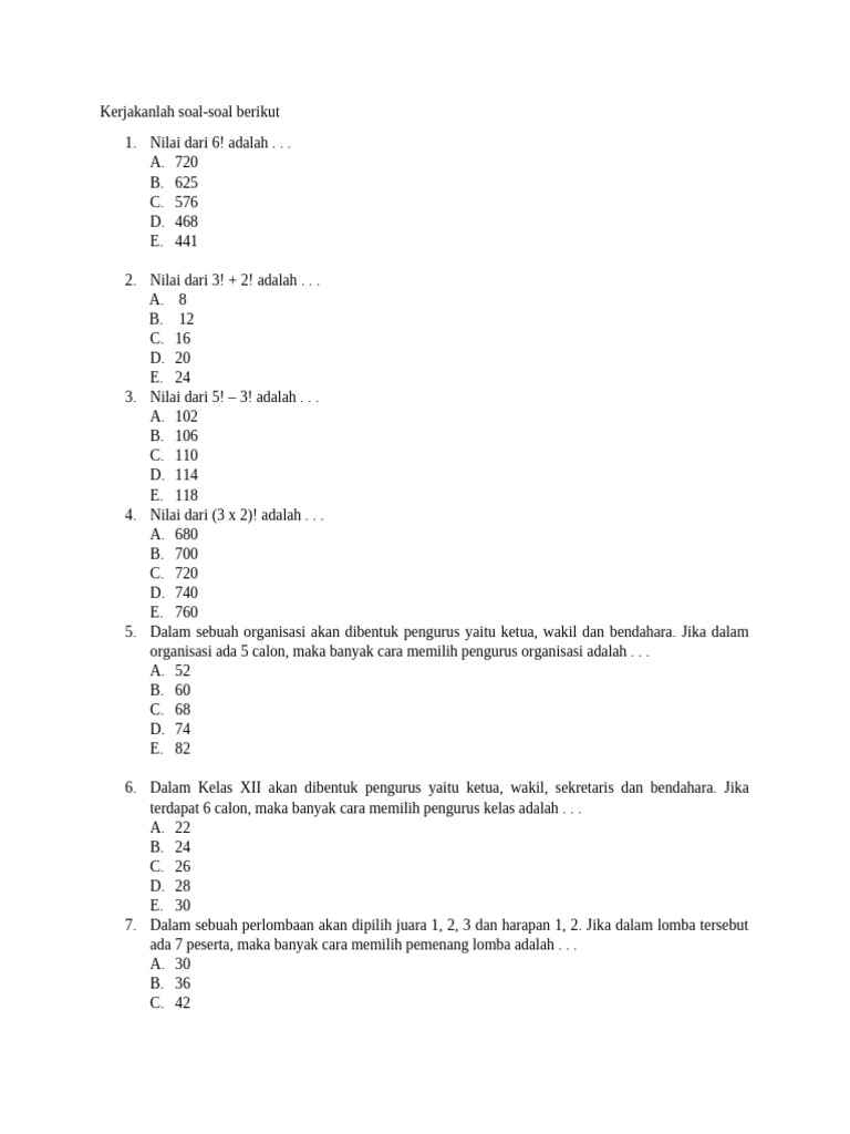 Kerjakanlah Latihan Soal-Soal Berikut | PDF