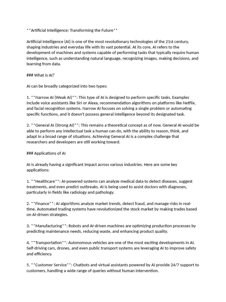 Artificial Intelligence - Transforming The Future | PDF | Artificial Intelligence | Games ...