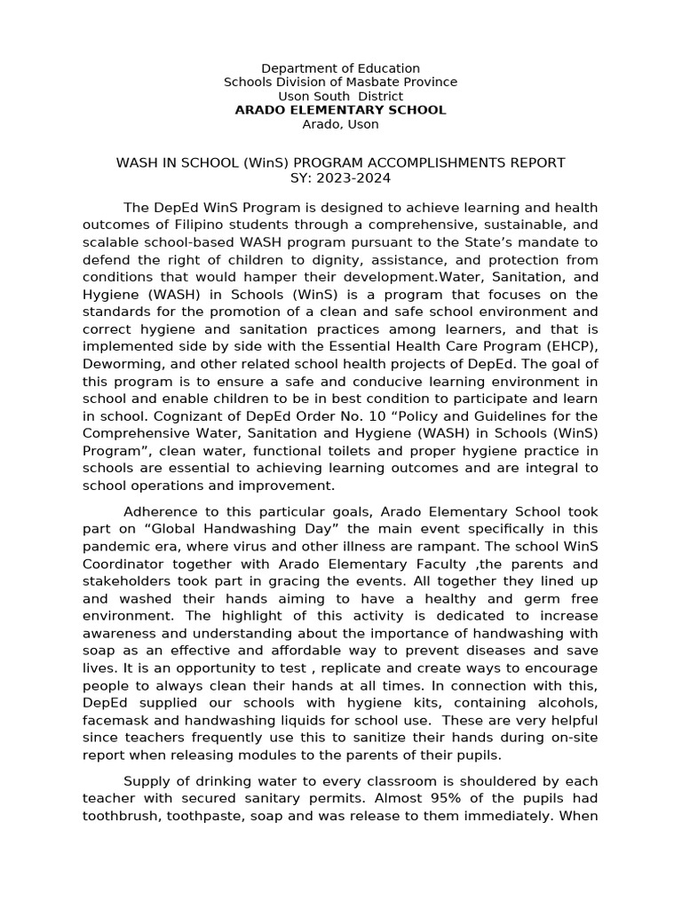 WinS Accomplishment Report 2023 2024 | PDF