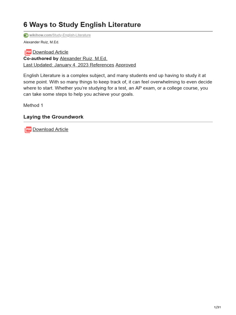 Ways To Study English Literature | PDF