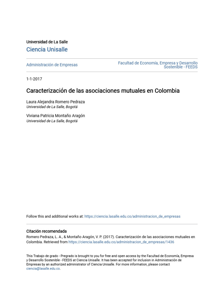 Caracterización de Las Asociaciones Mutuales en Colombia | PDF