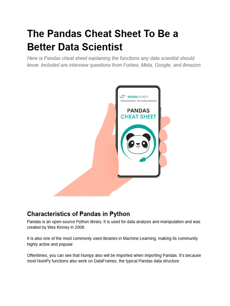 The Pandas Cheat Sheet To Be A Better Data Scientist 1680777708 | PDF