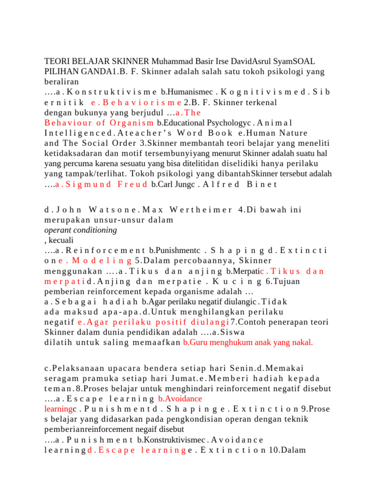 TEORI BELAJAR SKINNER | PDF