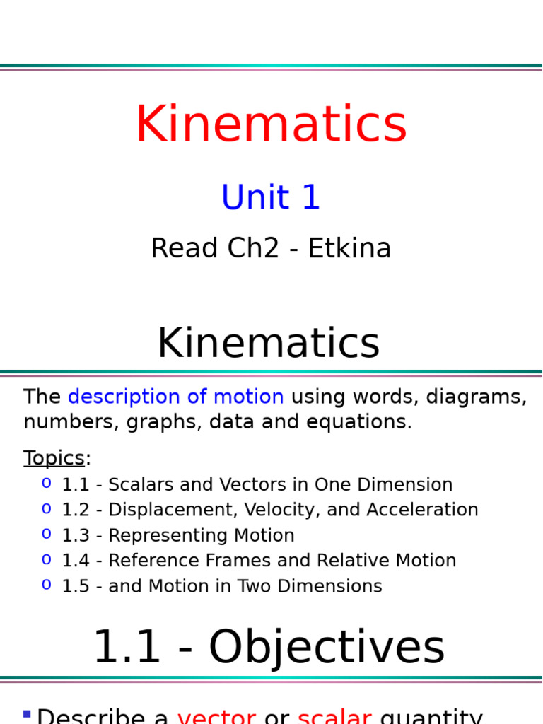 APP1-1D Kinematics Notes | PDF