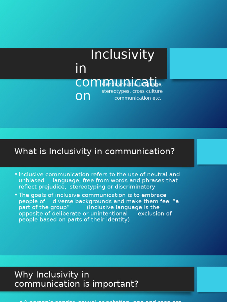 Inclusivity in Communication | PDF
