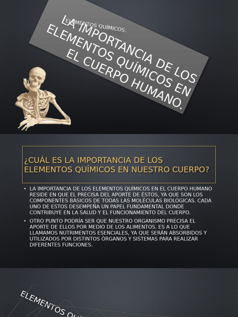 La Importancia de Los Elementos Químicos en El Cuerpo Humano. | PDF