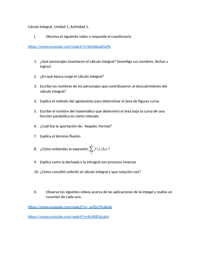 Cáculo Integral U1 Act1 | PDF | Computers