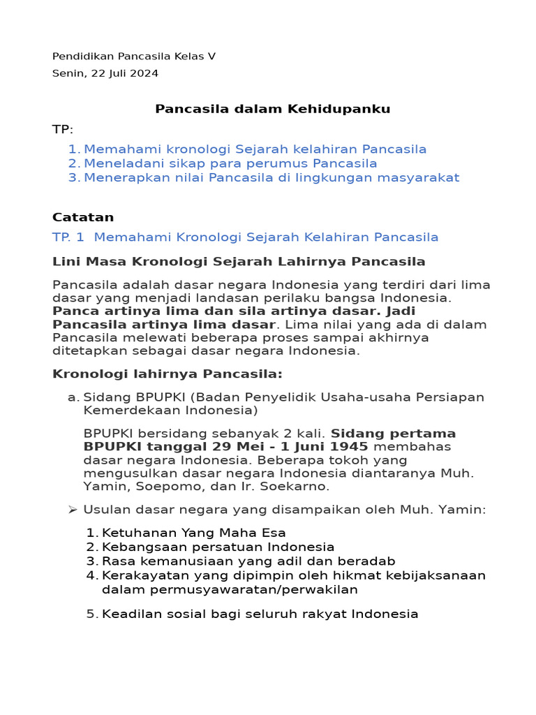 Catatan 1 PP Kelas V | PDF