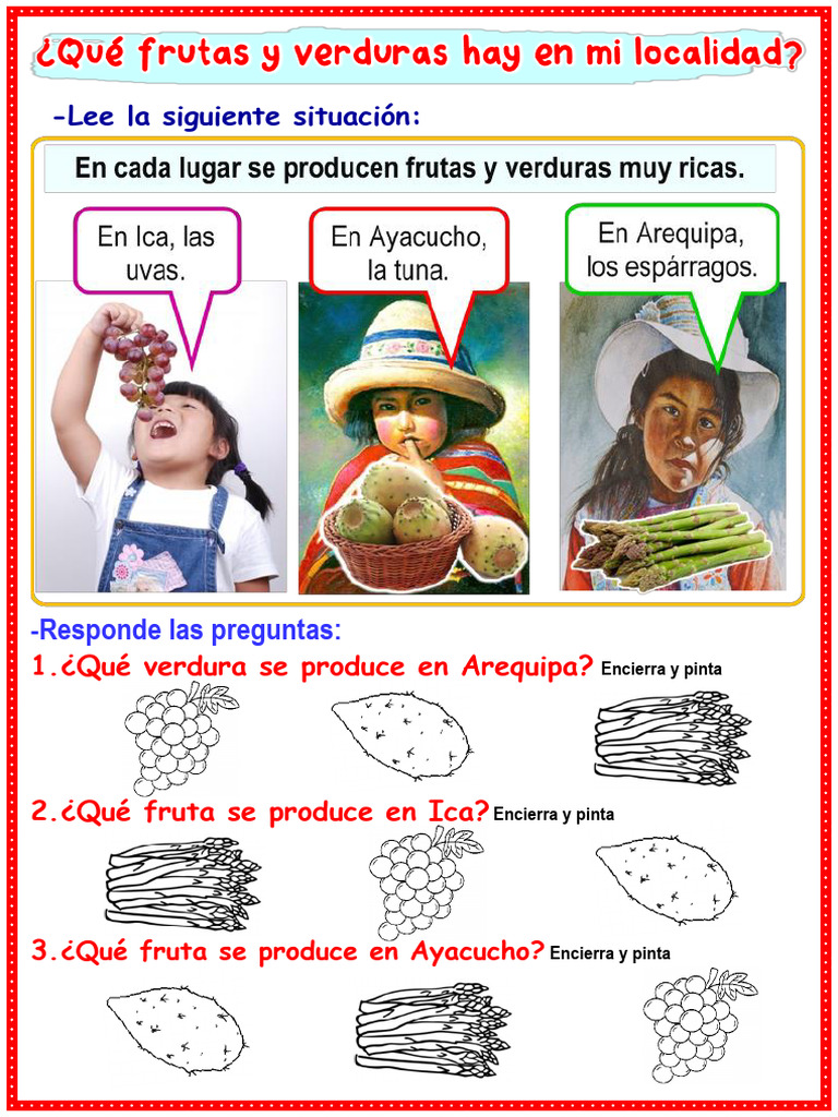 Ficha Qué Frutas y Verduras Hay en Mi Localidad | PDF Ficha Qué Frutas y Verduras Hay en Mi Localidad | PDF