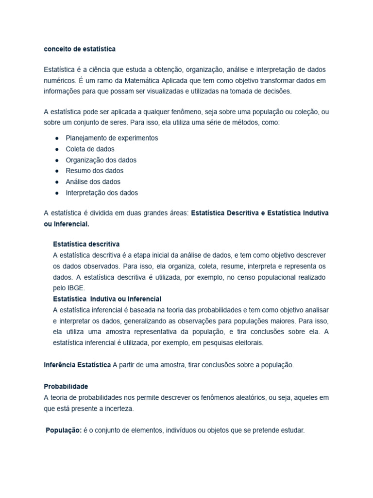 Conceito de Estatística | PDF