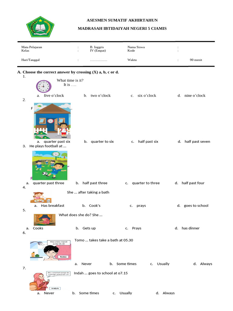 Soal Asat Bahasa Inggris Kelas 4 | PDF