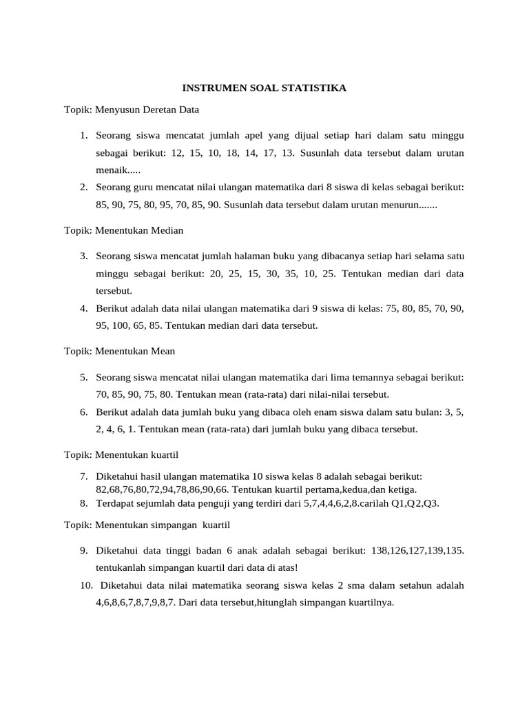 INSTRUMEN SOAL STATISTIKA Revisii | PDF