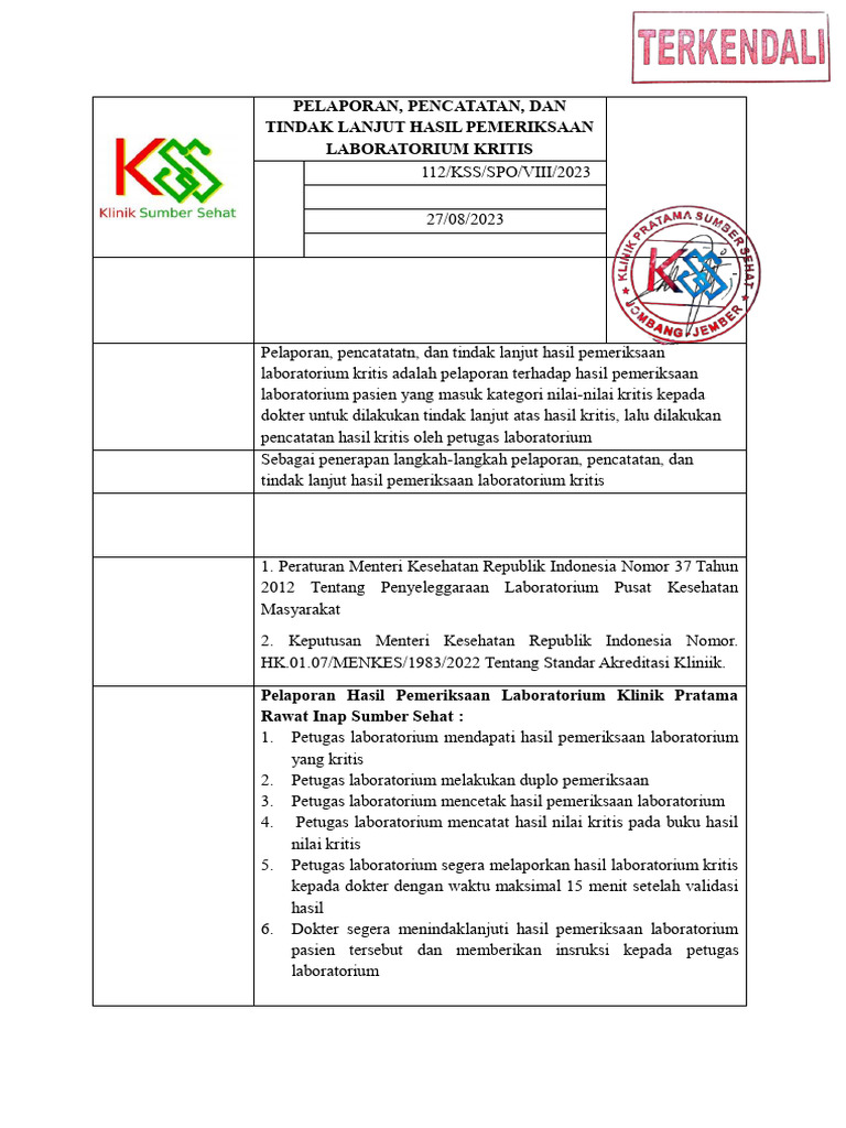 3.13 Ep.5 Spo Pelaporan, Pencatatan, Dan Tindak Lanjut Hasil ...