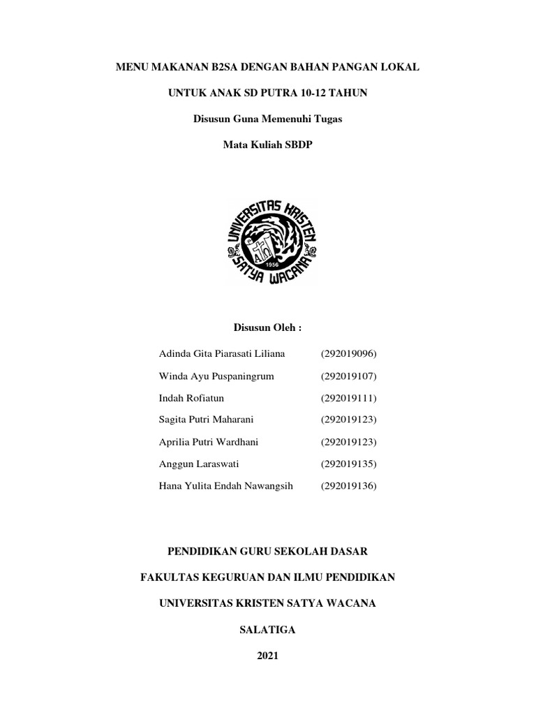 Menu Makanan B2SA 10 12 Tahun PUTRA RBI1 | PDF