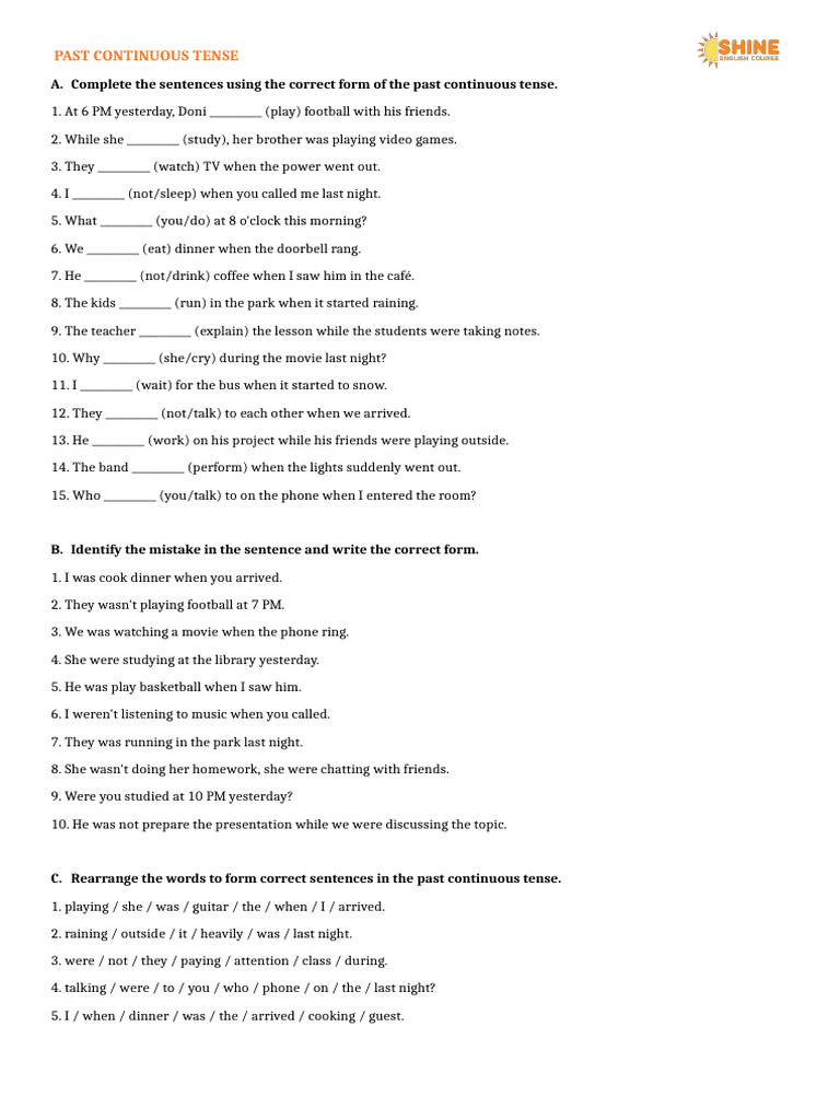 Past Continuous | PDF