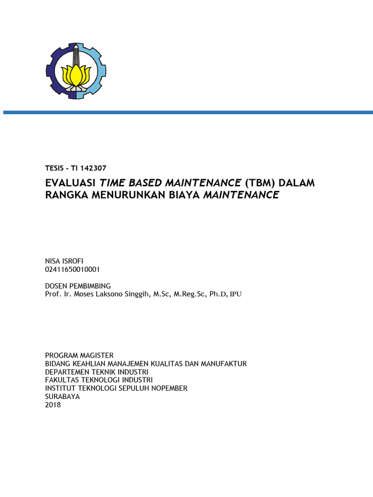 Evaluasi Time Based Maintenance TBM Dala | PDF