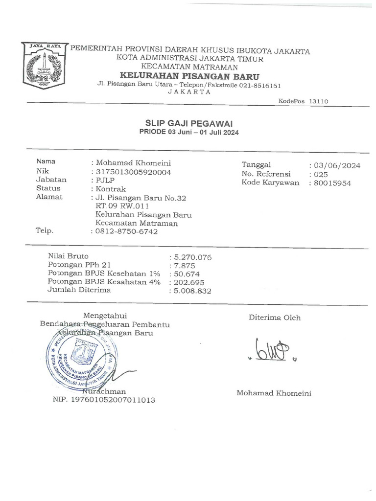 Slip Gaji Suami Istri Dea Bobi | PDF