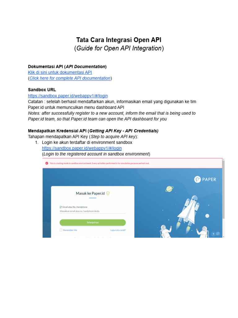 (Paper - Id) Open API Intergration Guide | PDF