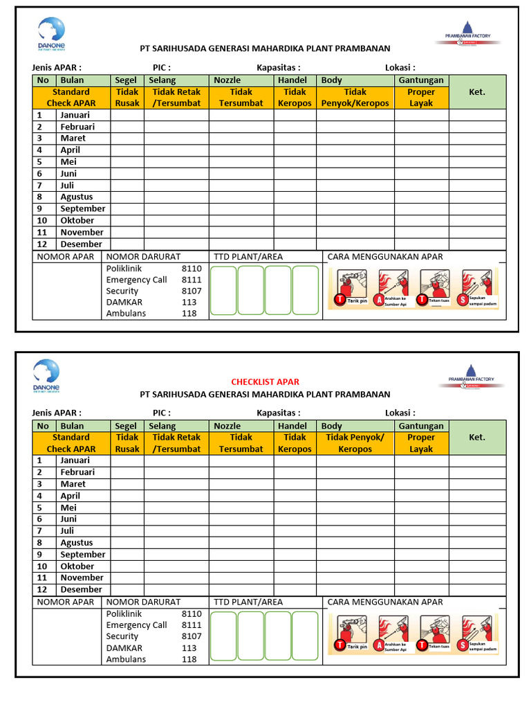 Checklist Apar | PDF