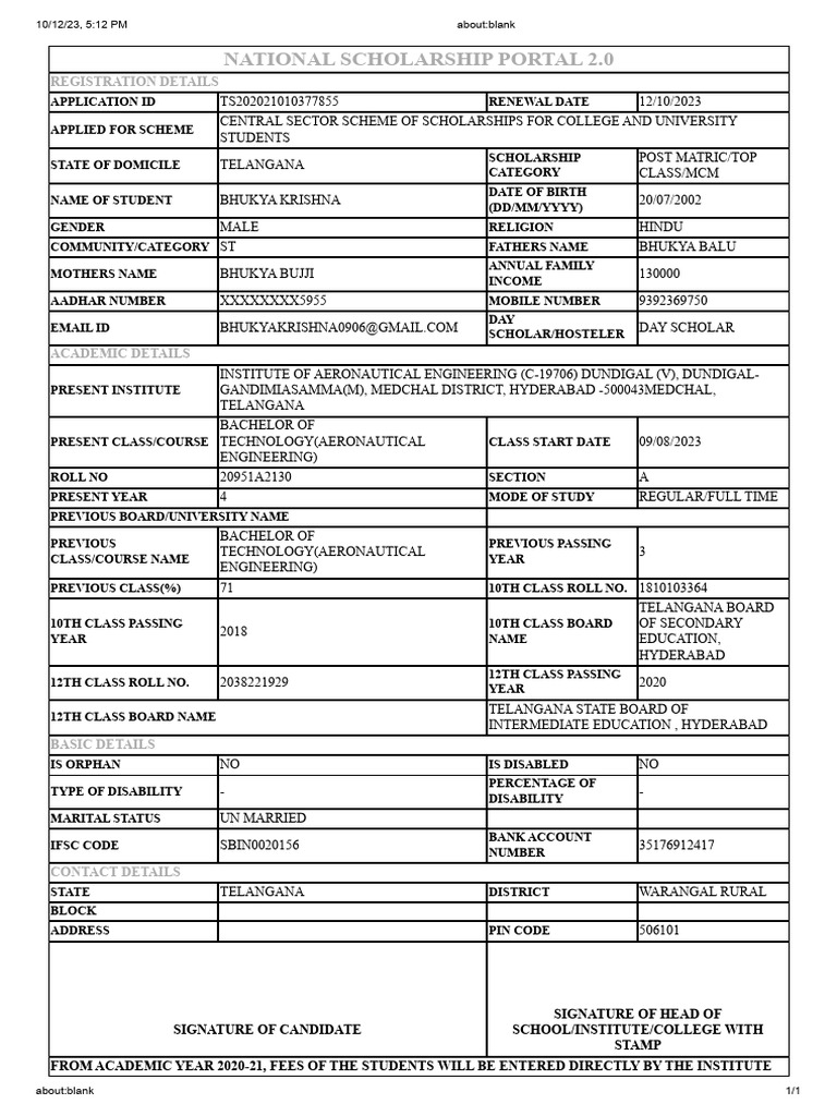 NSP Print Krishna | PDF