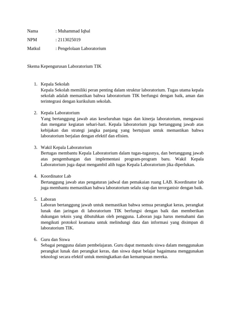 Muhammad Iqbal - 2113025019 - Sekema Sturuktur Laboratorium | PDF