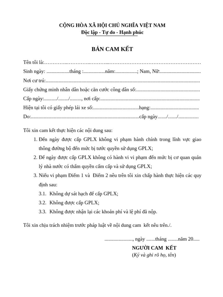 Mau Bien Ban Cam Ket | PDF