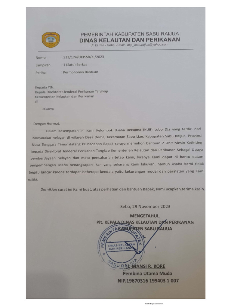 Permohonan Mesin Ketinting Kub - Lobo Dja | PDF