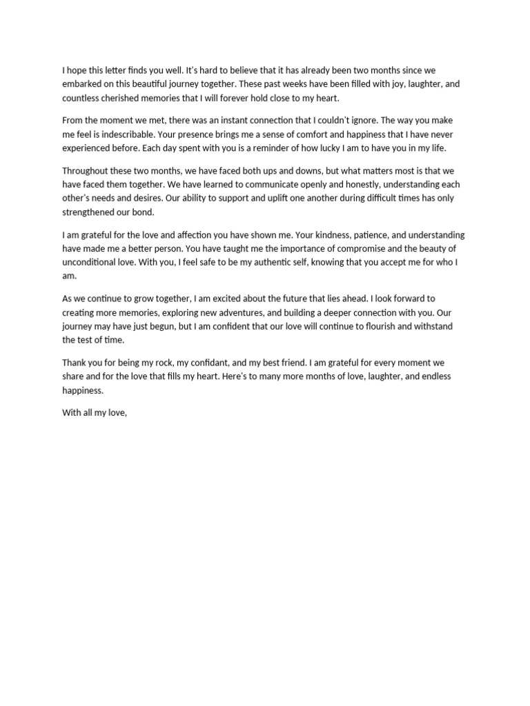 Two Months of Cherished Love | PDF | Self-Improvement