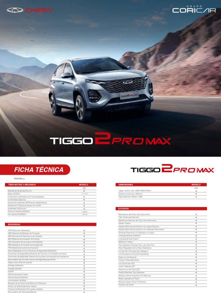 Ficha Tecnica Tiggo 2 Pro Max Copy 2 Compressed 1 | PDF