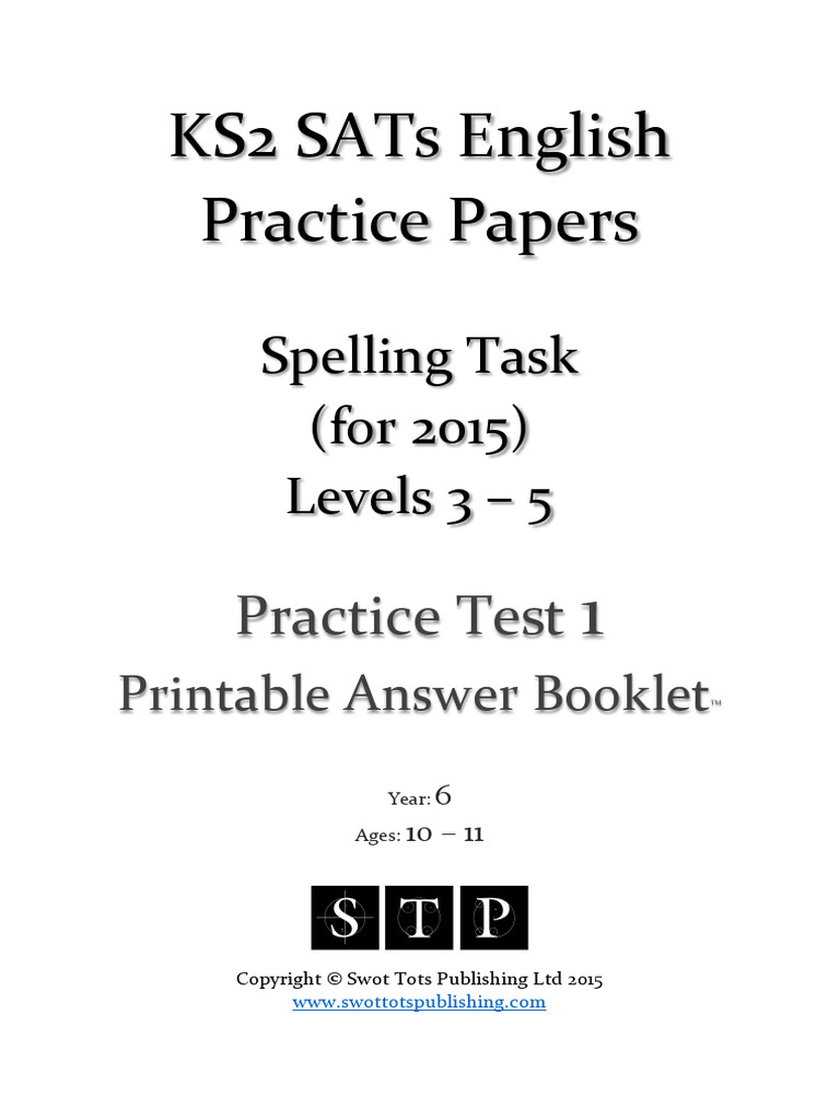 KS2 SATs Spelling Levels 3-5 Practice Test 01 | PDF