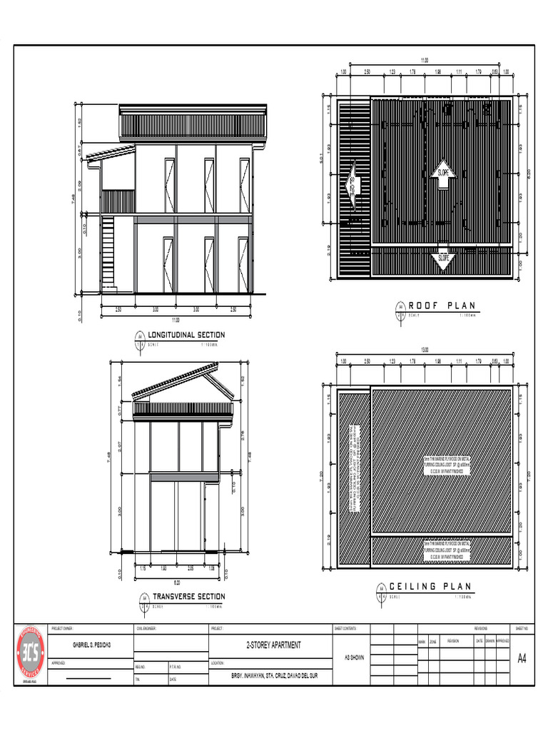 Roof Plan Longitudinal Section: 2-Storey Apartment | PDF