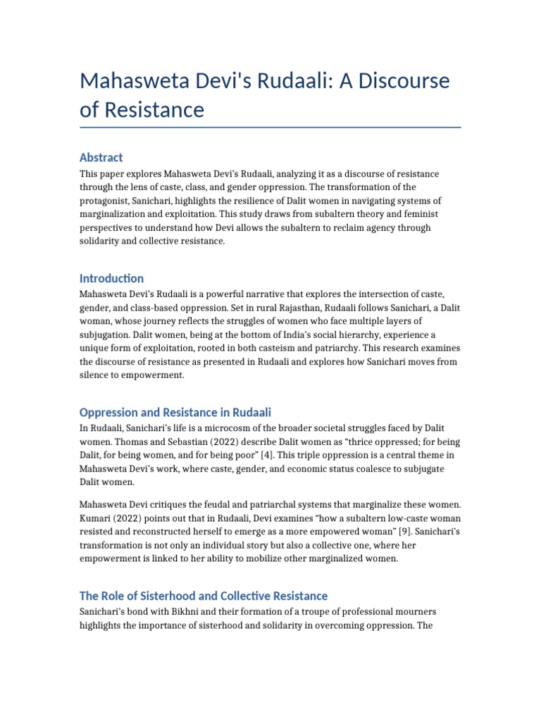 Rudaali Research Paper | PDF