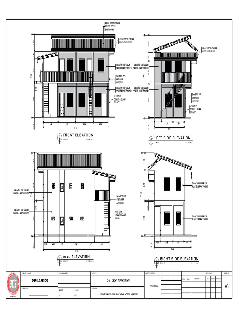 Front Elevation Left Side Elevation: Spanish Type Gutter | PDF
