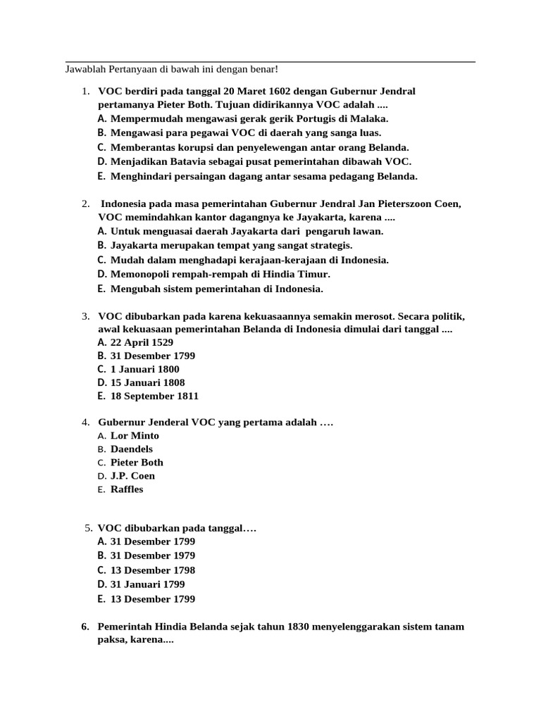 Latihan Soal Sejarah | PDF