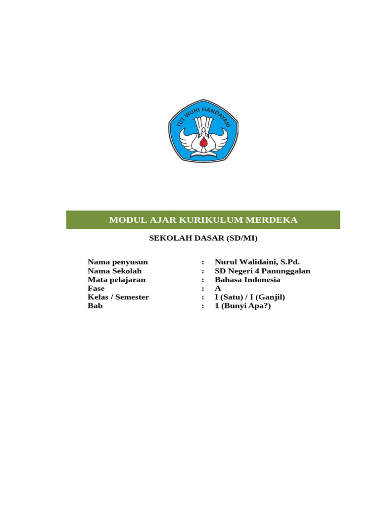 BAB 1 Bahasa Indonesia Kelas 1 TTD Guru - Salin | PDF