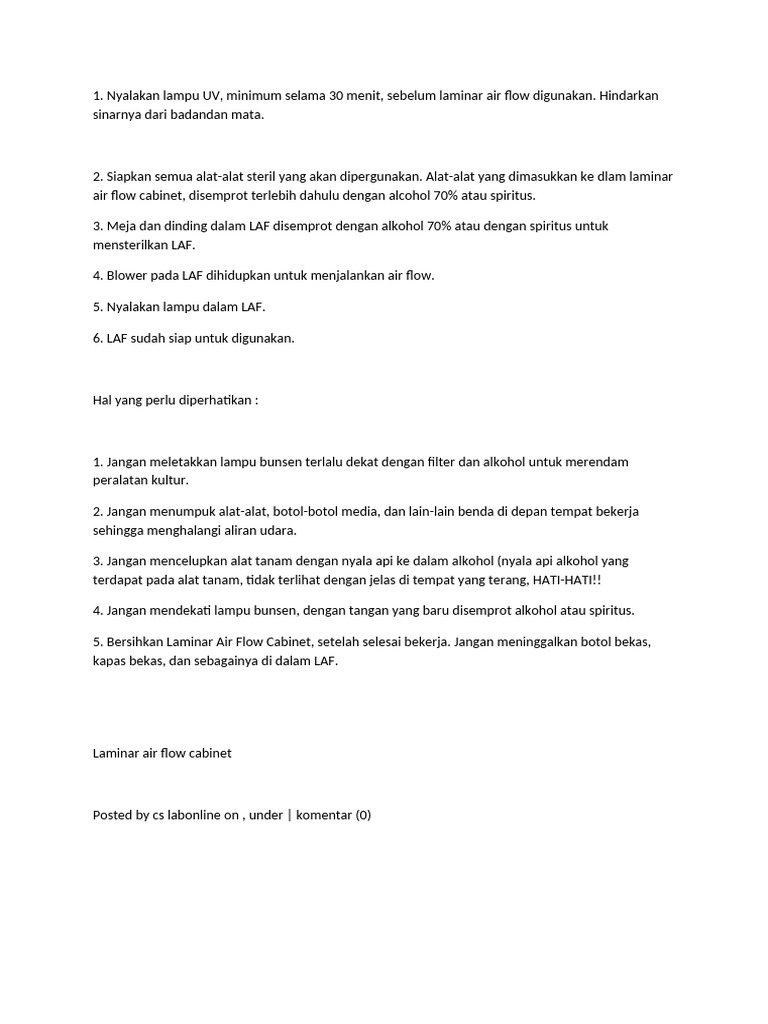 Cara Kerja LAF | PDF