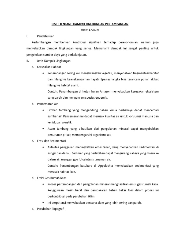 Riset Tentang Dampak Lingkungan Pertambangan | PDF